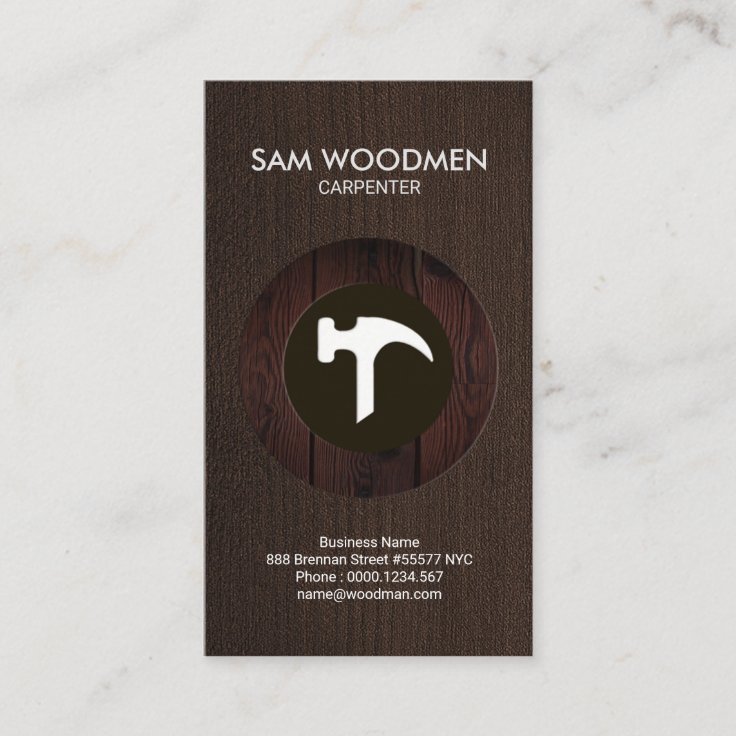 Fine Wood Grain Elegant Simple Carpenter Business Card | Zazzle