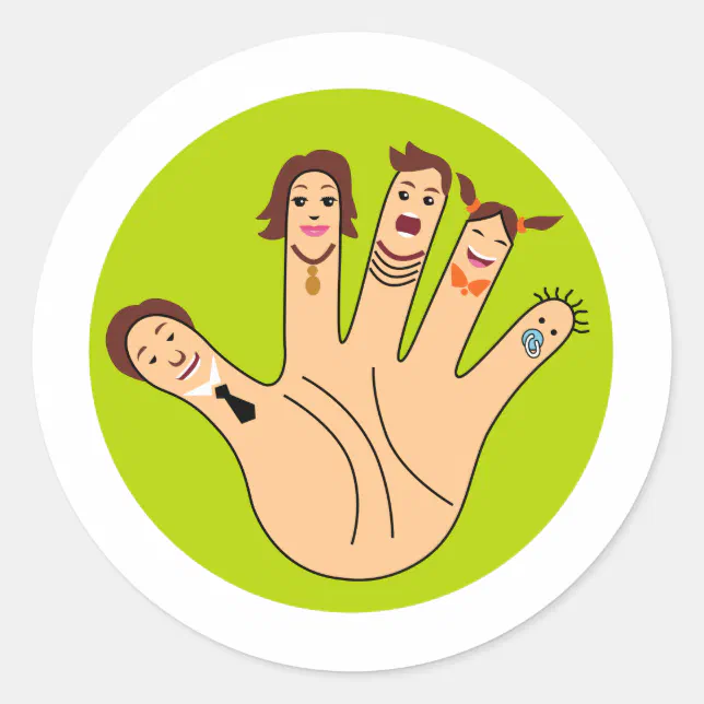 Finger Family Drawing Classic Round Sticker | Zazzle