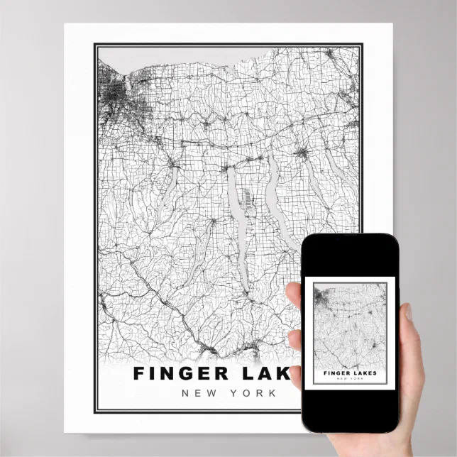 Finger Lakes Map Poster | Zazzle