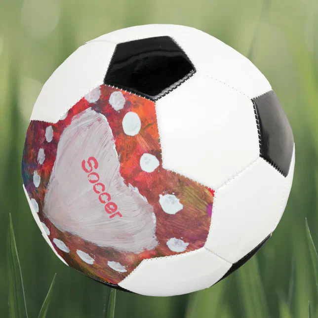Finger Painted White Heart Girly Pink Soccer Ball | Zazzle