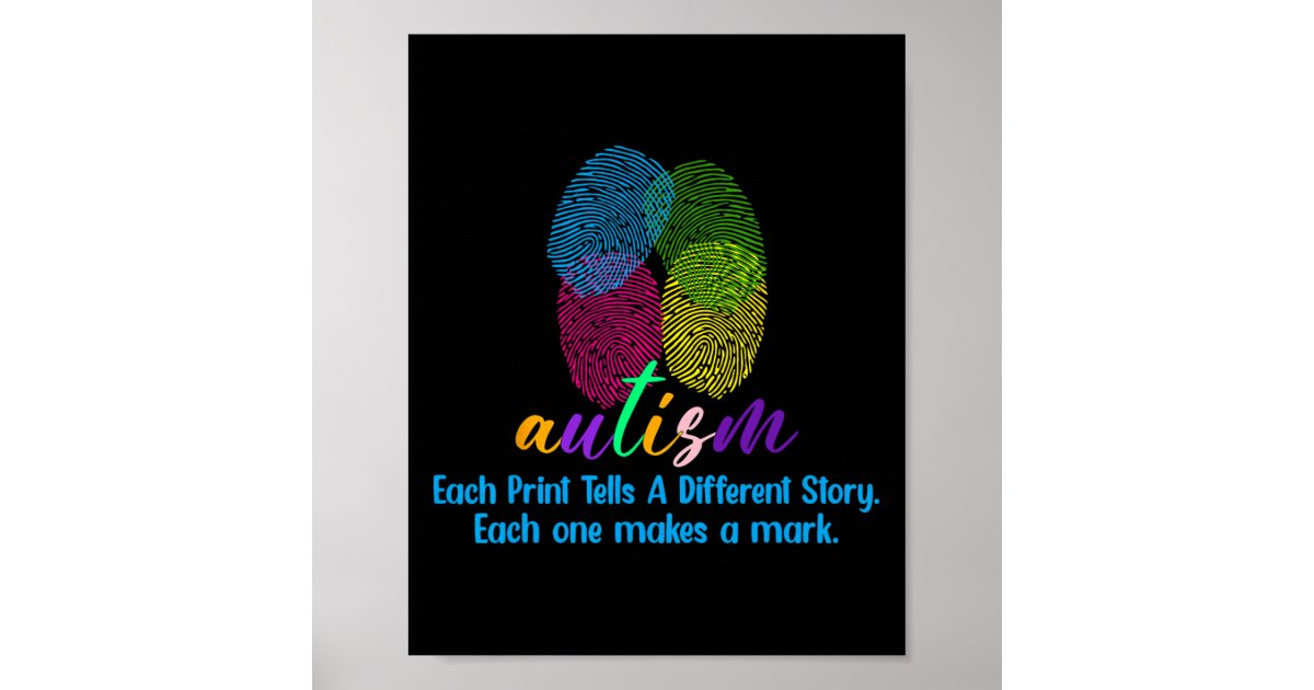 Fingerprint Autism Shirt Poster | Zazzle