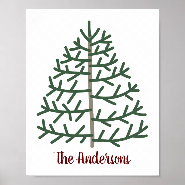 Fingerprint Christmas Tree Family Holiday Keepsake Poster | Zazzle