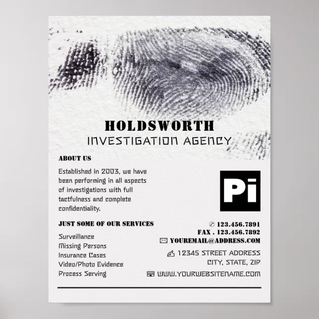 Fingerprint Design, Private Detective Investigator Poster | Zazzle