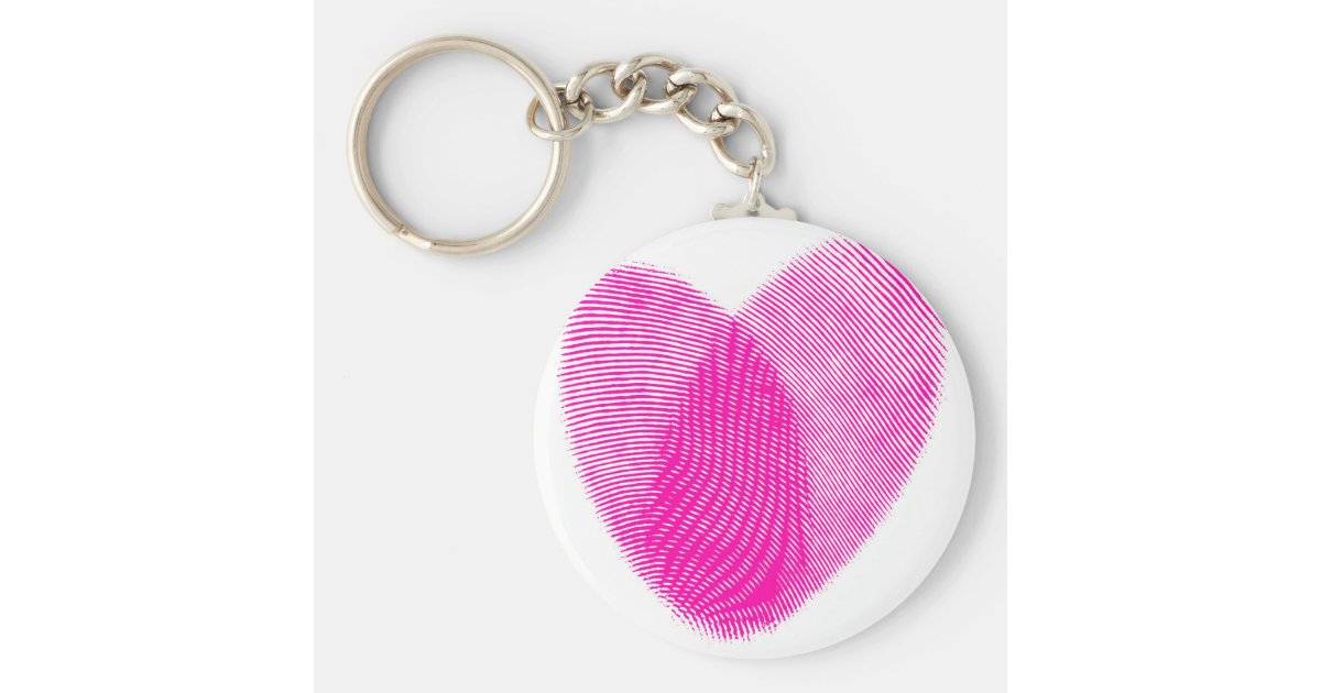 Fingerprint Heart Keychain | Zazzle