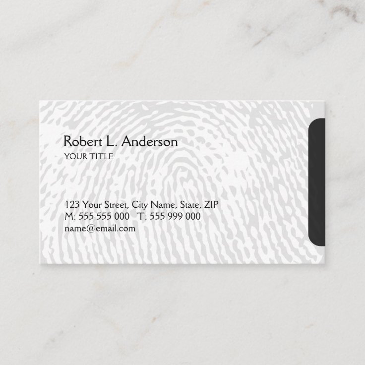 Fingerprint Identity Security Modern business card | Zazzle