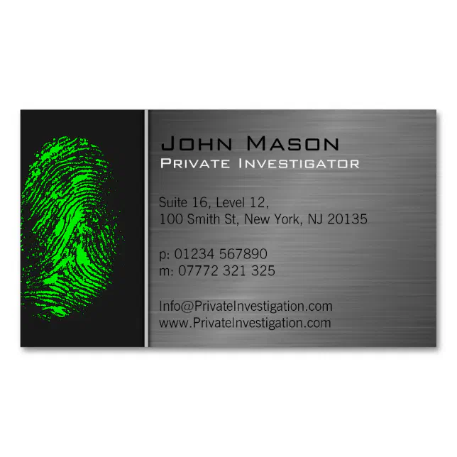 Fingerprint Private Investigator Business Card | Zazzle