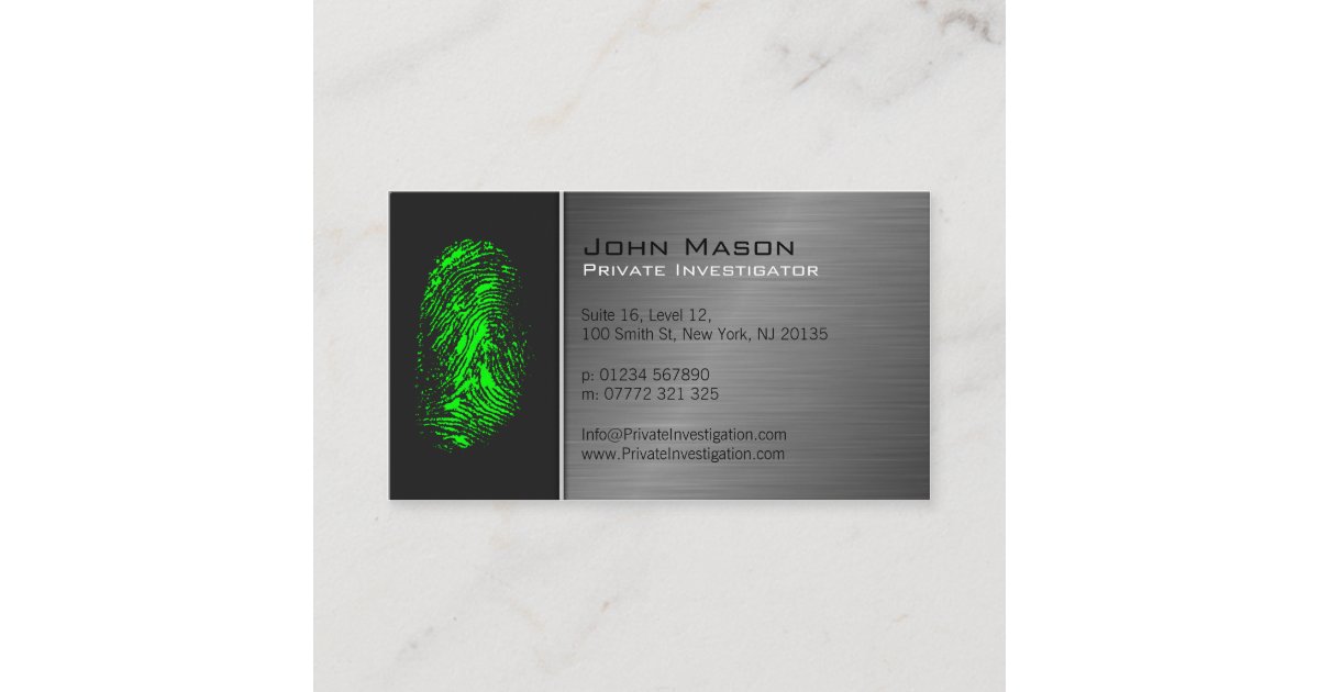 Fingerprint Private Investigator Business Card | Zazzle
