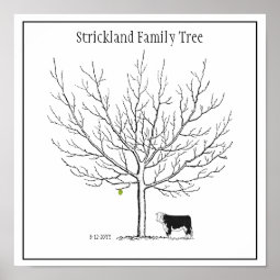 Fingerprint Rustic Cow Family Tree Poster | Zazzle