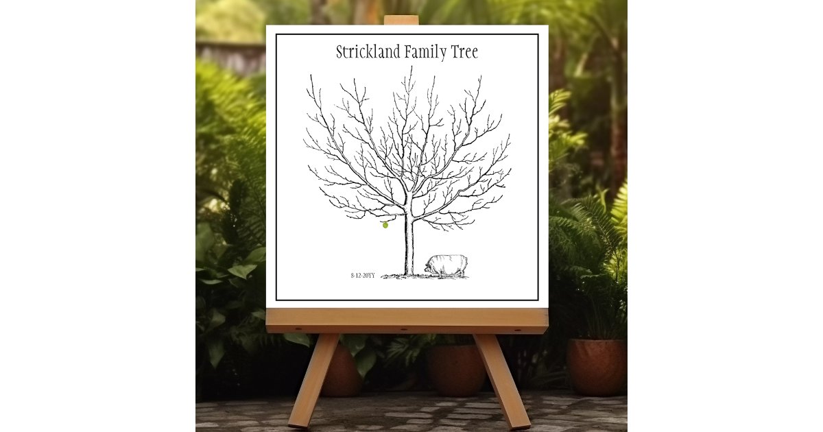 Fingerprint Rustic Hog Family Tree Poster | Zazzle