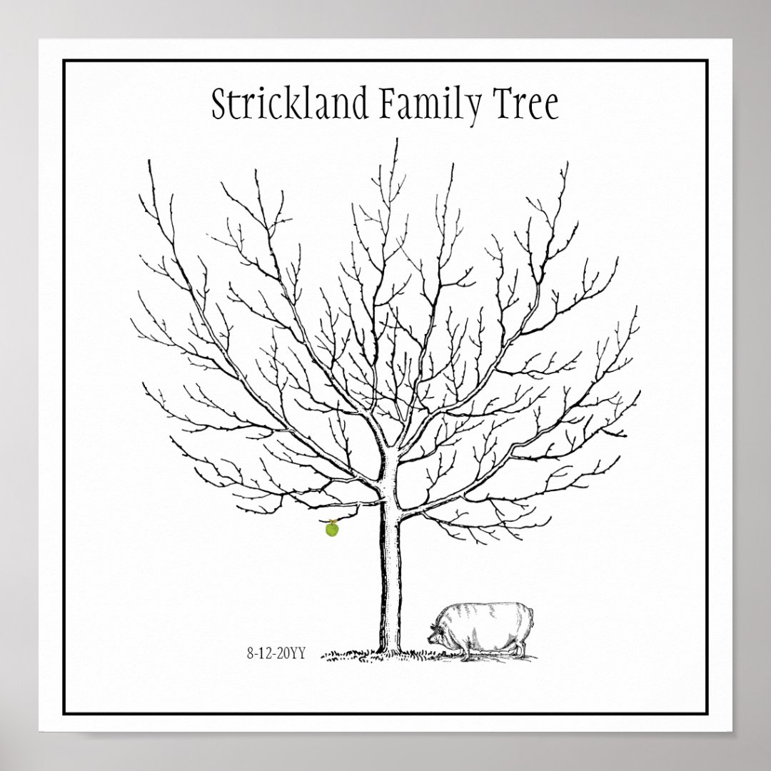 Fingerprint Rustic Hog Family Tree Poster | Zazzle