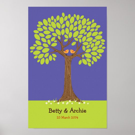 Fingerprint / Signature Tree Wedding (Dark Blue) Poster | Zazzle.com