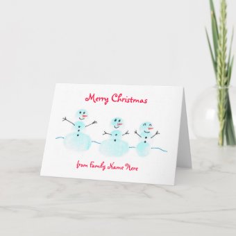 Fingerprint Snowman Christmas Card - Personalize | Zazzle