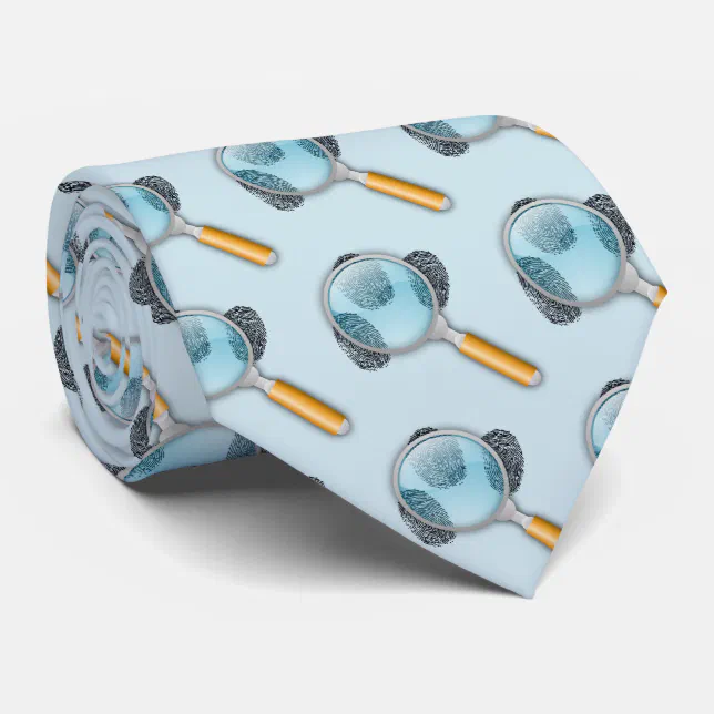 Fingerprints and Magnifying Glass for detective Neck Tie | Zazzle