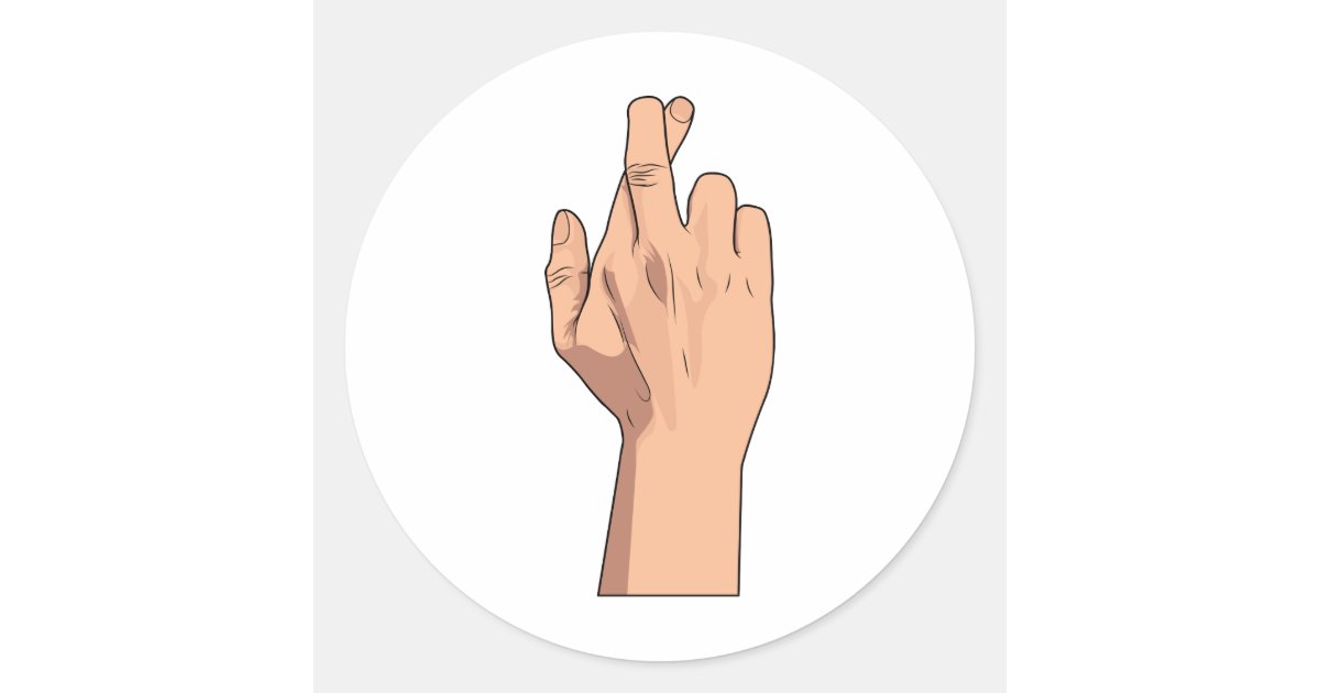 Fingers Crossed ~ Hand Signs & Gestures Classic Round Sticker | Zazzle
