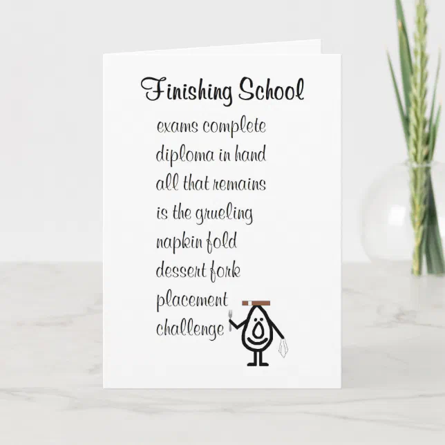 Finishing School, High School Grad Congrats Card | Zazzle