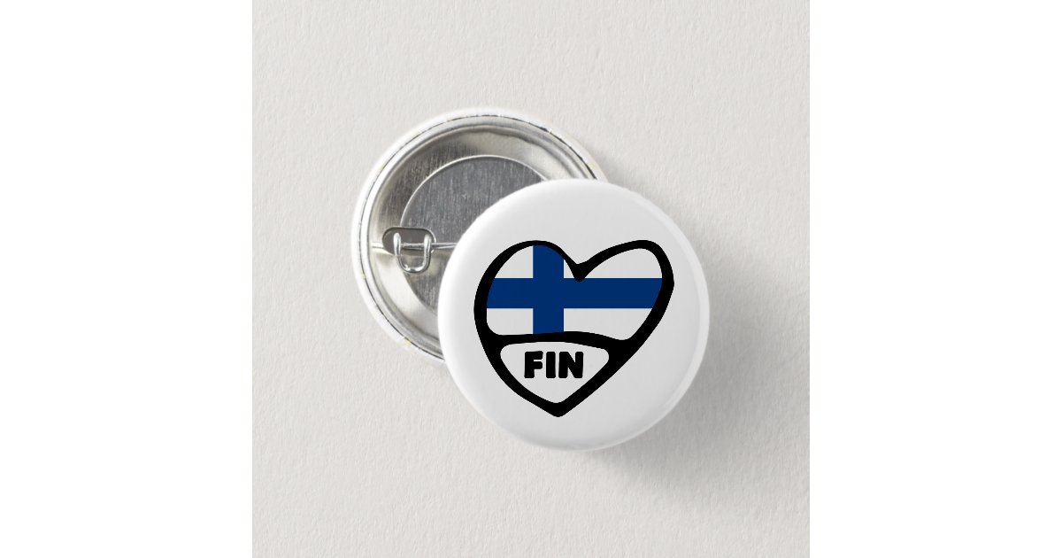 Finland Country Code Flag Heart Pin Badge, FIN | Zazzle