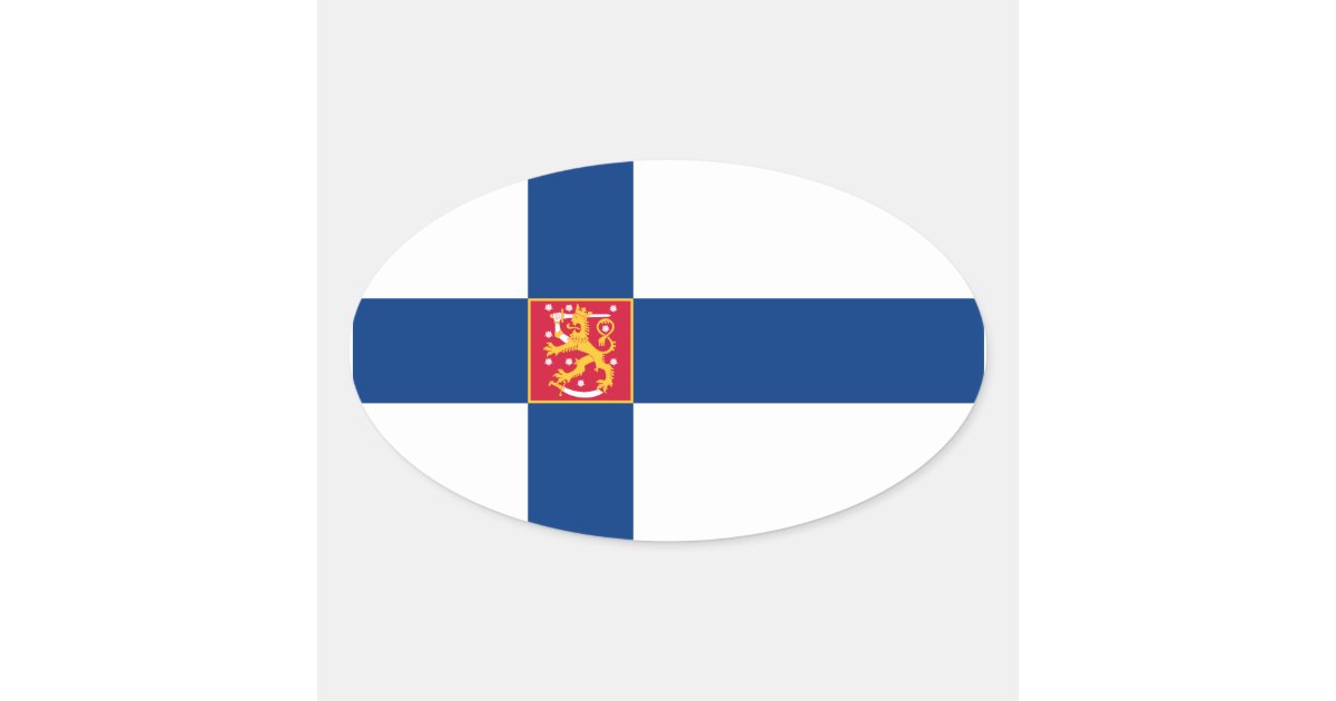 Finland State Flag Oval Sticker | Zazzle