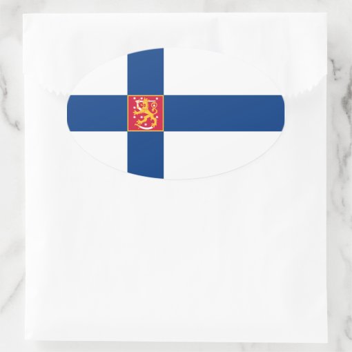 Finland State Flag Oval Sticker | Zazzle
