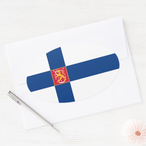 Finland State Flag Oval Sticker | Zazzle