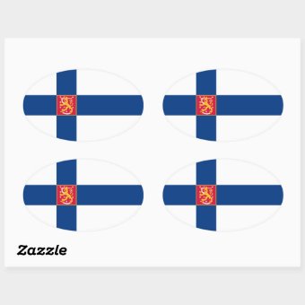 Finland State Flag Oval Sticker | Zazzle
