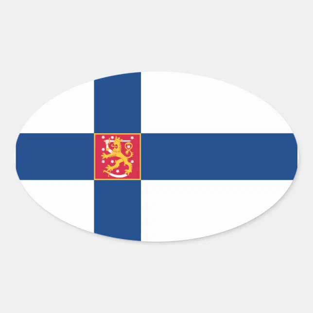 Finland State Flag Oval Sticker | Zazzle