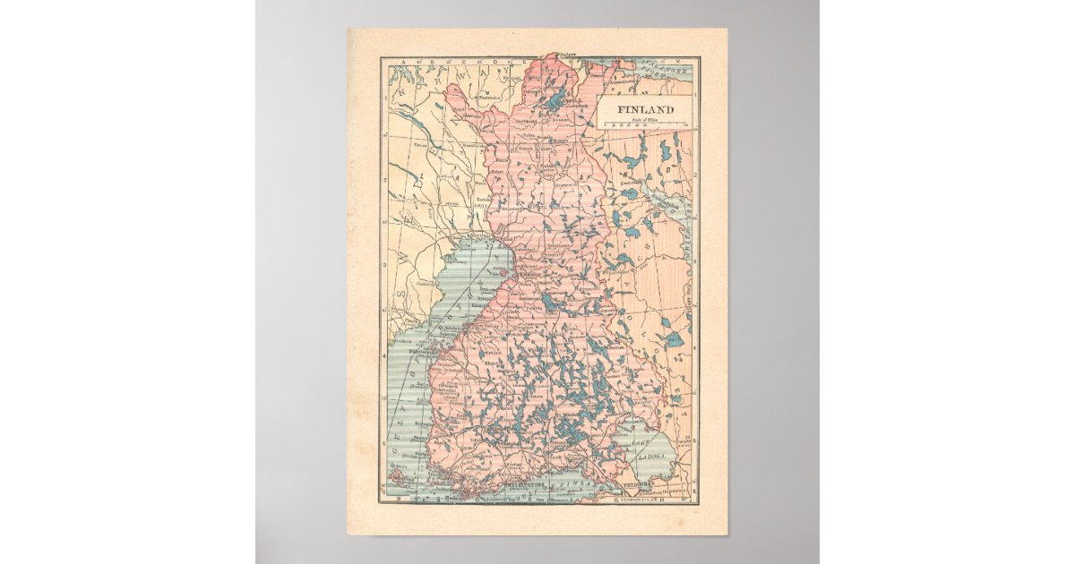 Finland Vintage 1923 Map Print | Zazzle