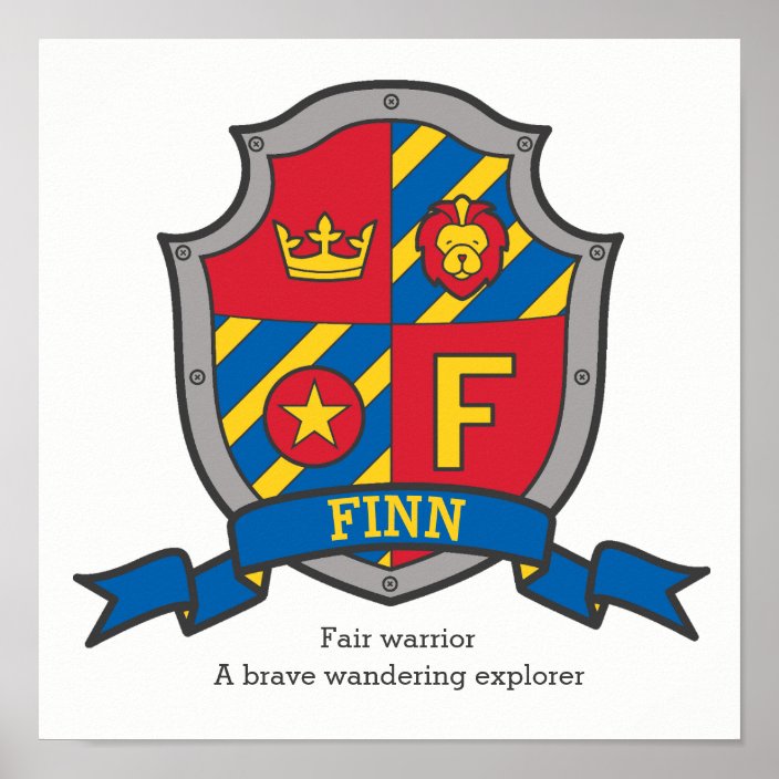 Finn boys F name meaning heraldry shield poster | Zazzle.com