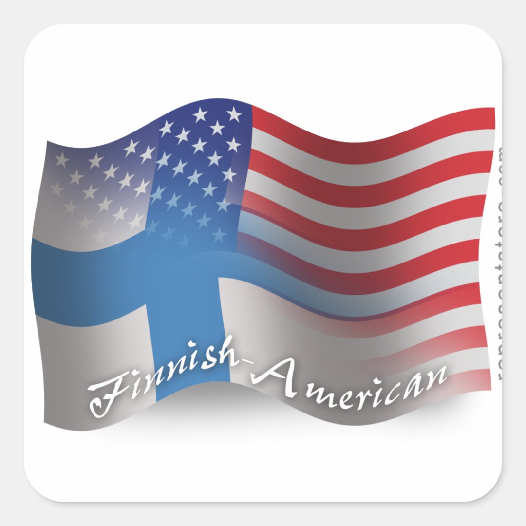 Finnish-American Waving Flag Square Sticker | Zazzle