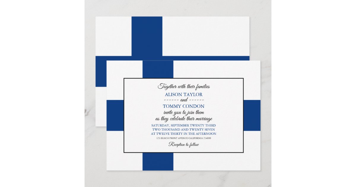 Finnish Flag, Flag of Finland Wedding Invitation | Zazzle