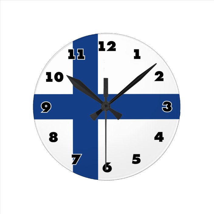 Finnish flag of Finland custom round wall clock | Zazzle.com