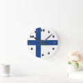 Finnish flag of Finland custom round wall clock | Zazzle