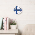 Finnish flag of Finland custom round wall clock | Zazzle