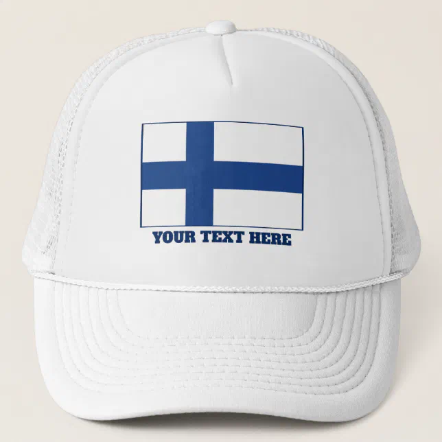 Finnish flag of Finland custom trucker hats | Zazzle