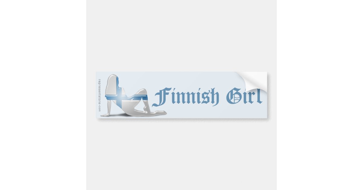 Finnish Girl Silhouette Flag Bumper Sticker | Zazzle