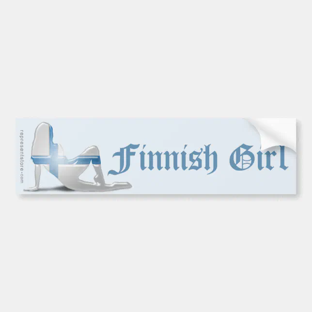 Finnish Girl Silhouette Flag Bumper Sticker | Zazzle