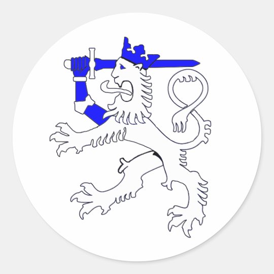 Finnish lion of Finland flag Emblem Classic Round Sticker | Zazzle.com