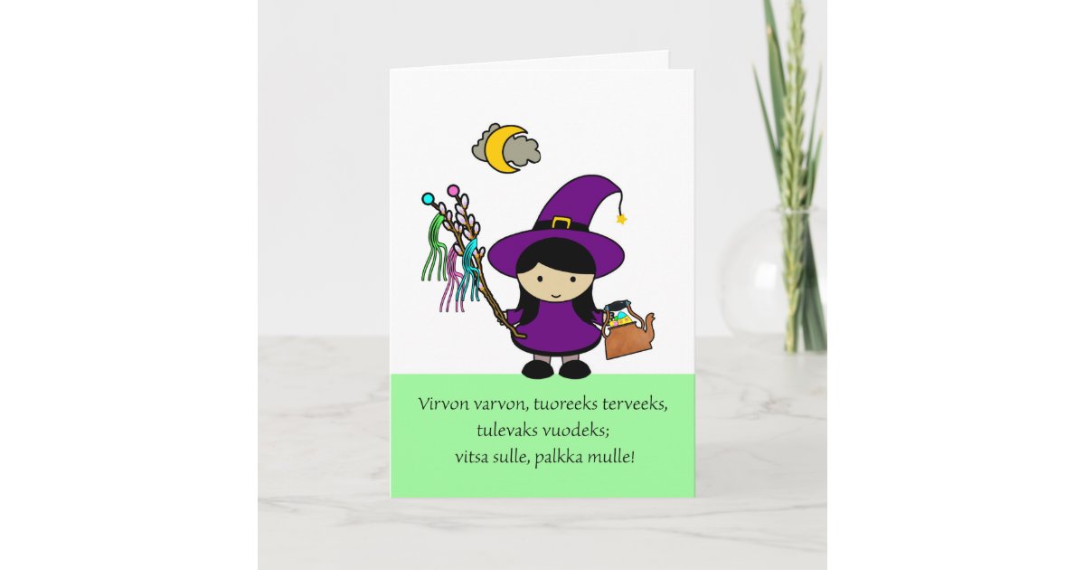 Finnish Palm Sunday, Cute Witch Card | Zazzle