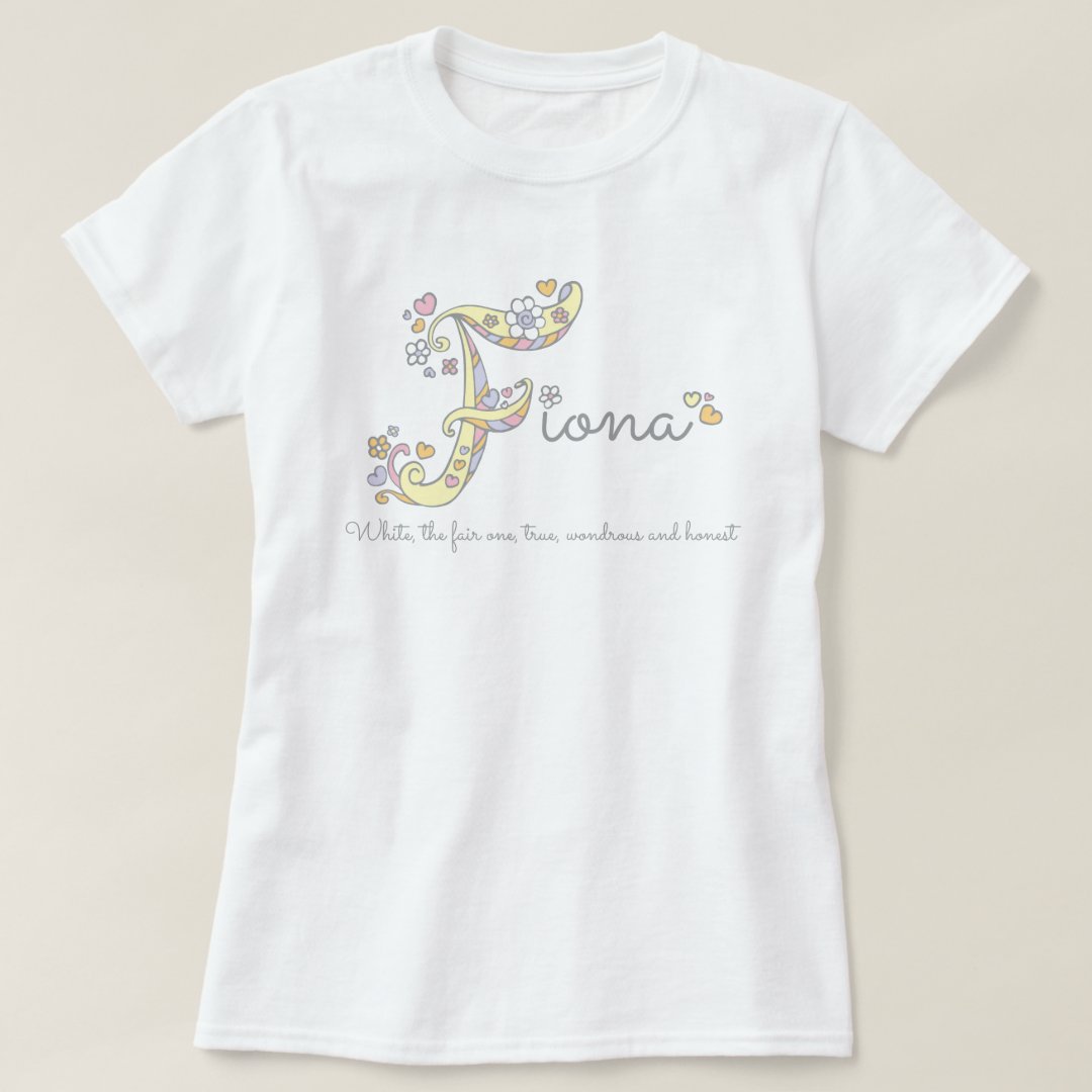 Fiona girls F name meaning monogram tee | Zazzle