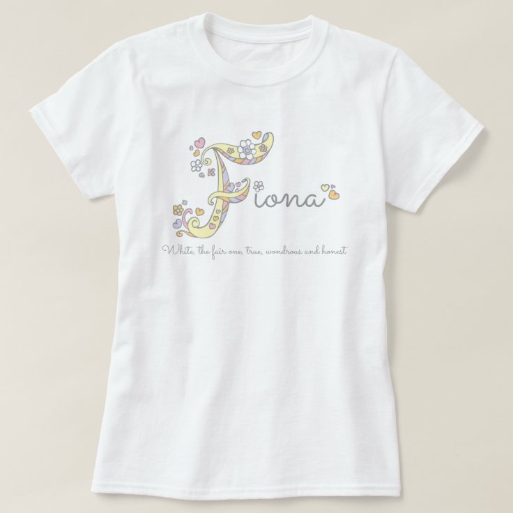 Fiona girls F name meaning monogram tee | Zazzle