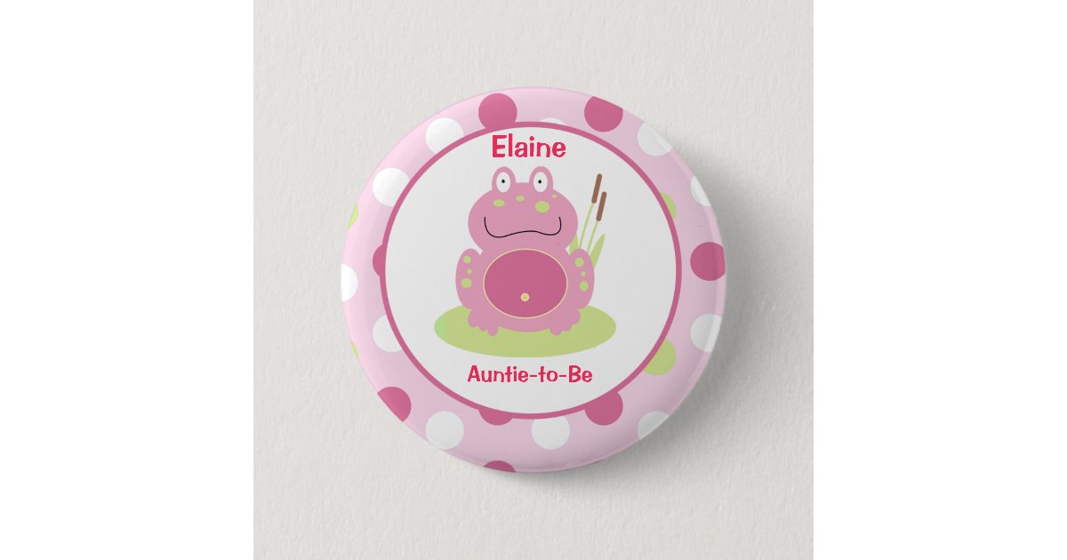 Fiona the pink Frog Customized name tag Button | Zazzle