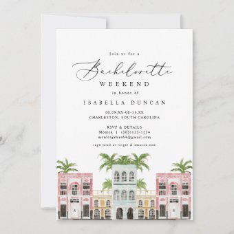 FIONA Watercolor Charleston SC Bachelorette Invitation | Zazzle