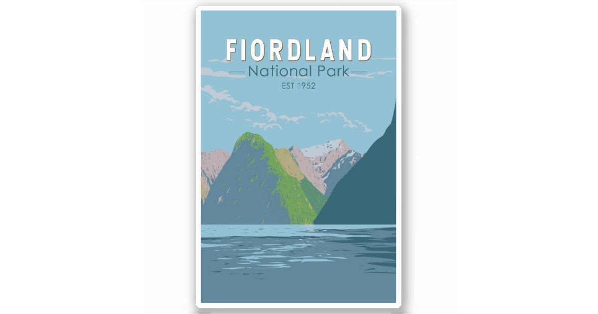 Fiordland National Park New Zealand Travel Art Sticker | Zazzle