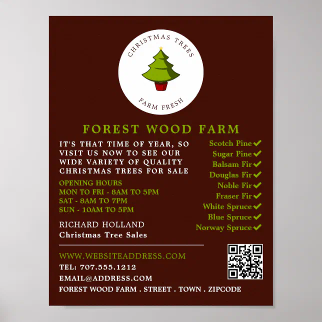 Fir Tree Design, Christmas Tree Sales Poster | Zazzle