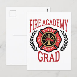 Fire Academy Grad Graduation Postcard | Zazzle