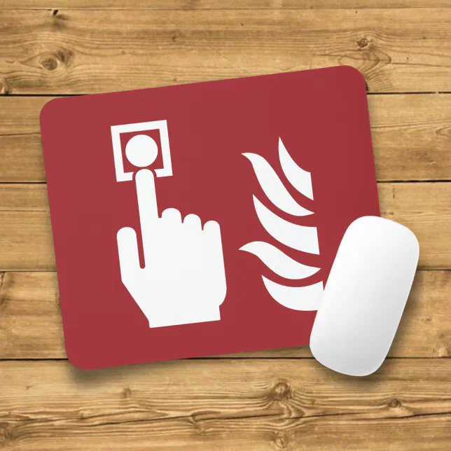 Fire Alarm Button Safety Sign Mouse Pad | Zazzle