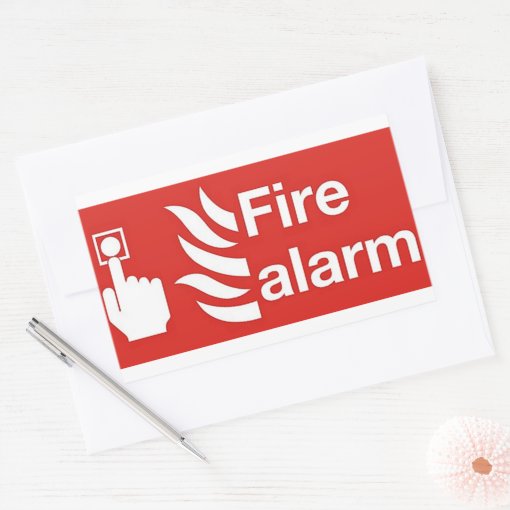 Fire Alarm Sign Rectangular Sticker | Zazzle