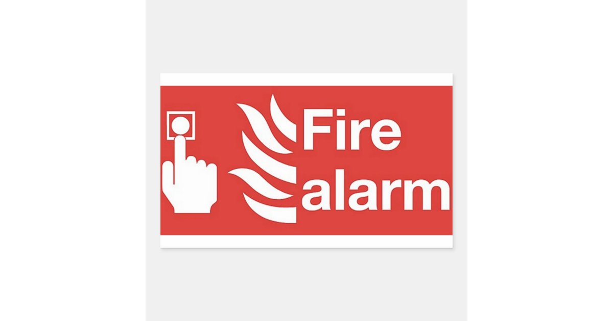 Fire Alarm Sign Rectangular Sticker | Zazzle