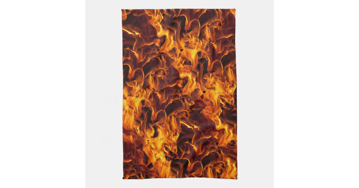 Fire and Flame Pattern Kitchen Towel | Zazzle
