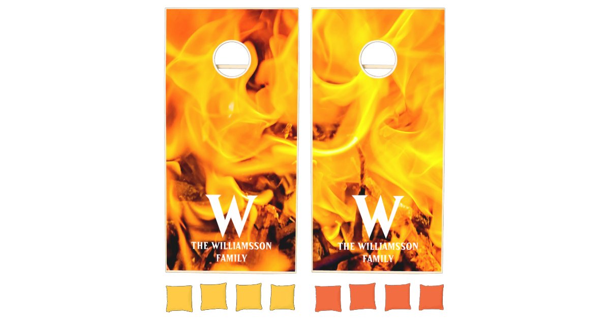 Fire And Flames Customizable Cornhole Set | Zazzle