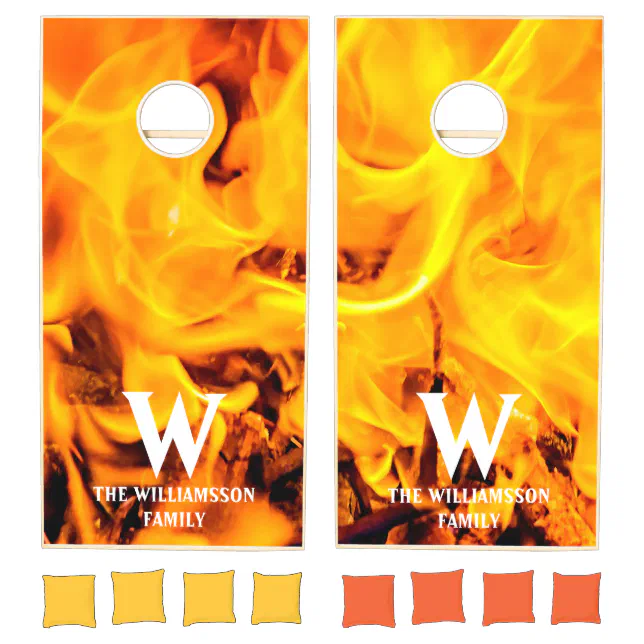 Fire And Flames Customizable Cornhole Set | Zazzle